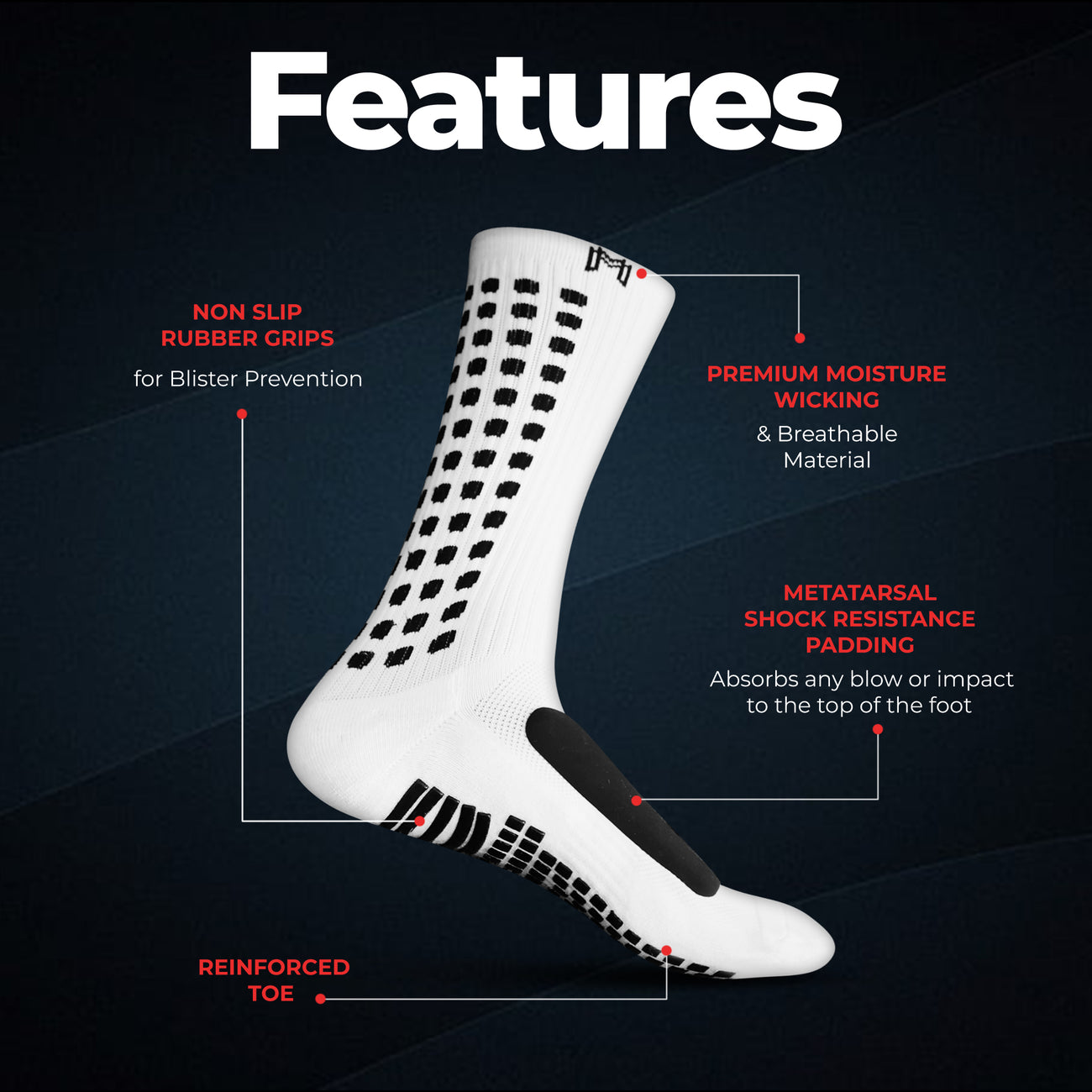 MediCaptain™ Lite Athletic Grip Sock with Metatarsal Padding Shock Pro